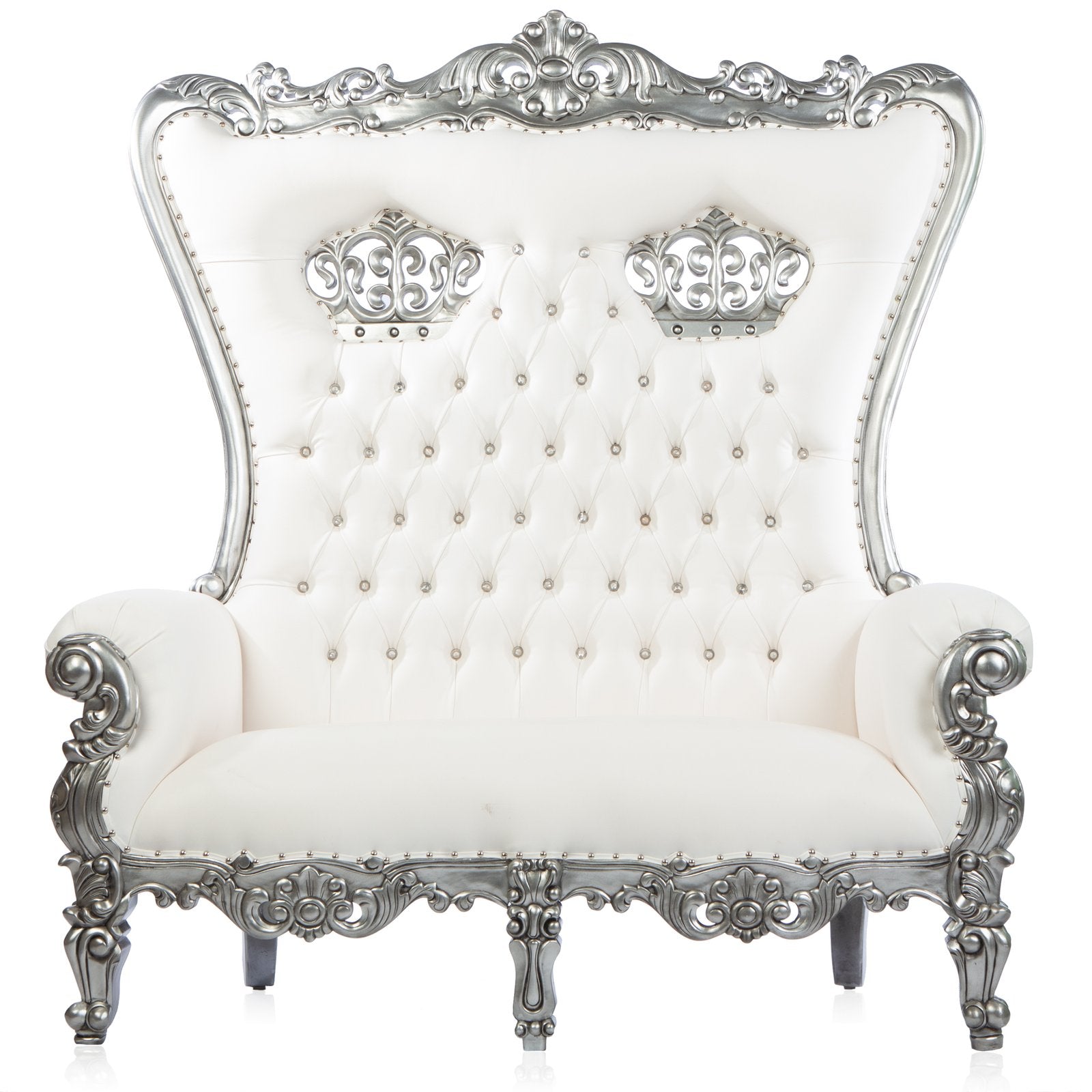 White and Silver Double Throne Chair Rental – Throne Royale